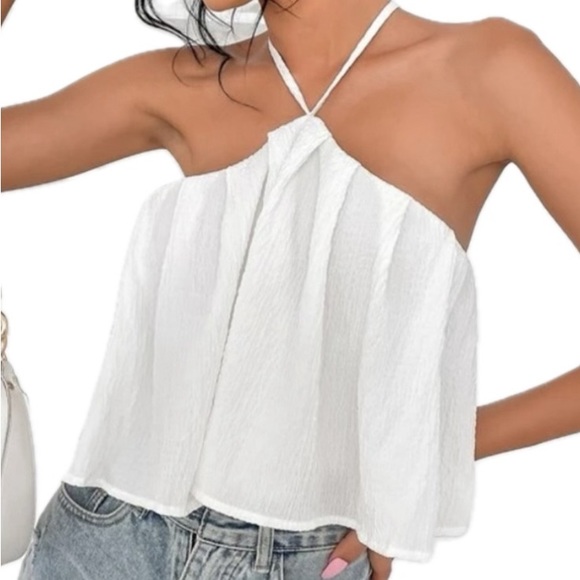 SHEIN | Tops | Shein White Halter With Open Back | Poshmark